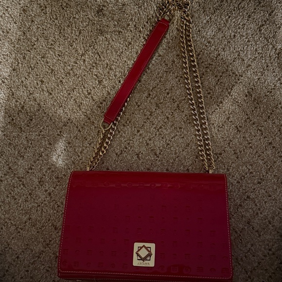 Arcadia | Bags | Arcadia Red Crossbody Bag With Gold Chain | Poshmark